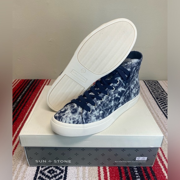 Sun + Stone | Shoes | Sun Stone Mesa High Top Casual Sneakers Men Blue ...